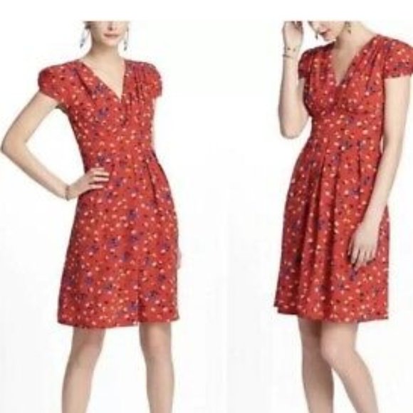 Anthropologie | Dresses | Basque Red Floral Dress From Hi There By ...